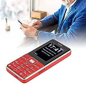 ASHATA Big Button Mobile Phone for Elderly, Upgraded GSM Unlocked Senior Cell Phone with SOS Emergency Button and Torch, Dual Card Dual Standby, Loud Voice, 6800mah Battery(Red)