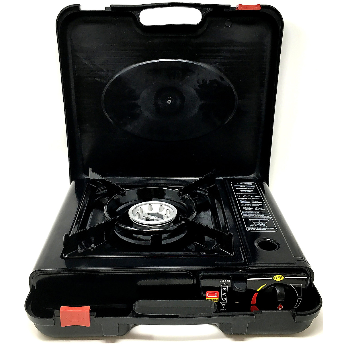 Portable Outdoor Camping Butane Gas Stove Full Stainless Steel Body with Electronic Ignition and Carrying Case
