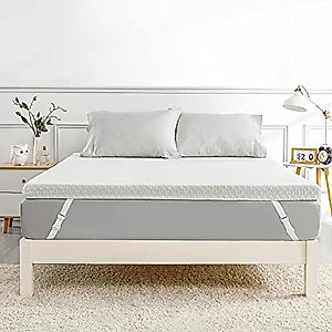 Short Queen (RV Queen) Mattress Topper, 3 Inch Dual Layer Memory Foam Mattress Topper with Bamboo Cover, Medium Firm Topper for Travel Trailer, Camper