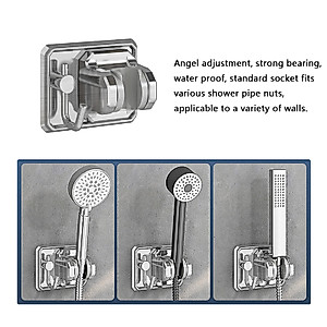 Shower Head Holder with Hook - Strong Adhesive Waterproof Handheld Shower Holder, Adjustable Shower Wand Holder Wall Mount for rv Shower Kids Shower Bathroom Shower, No Drilling (Silver)