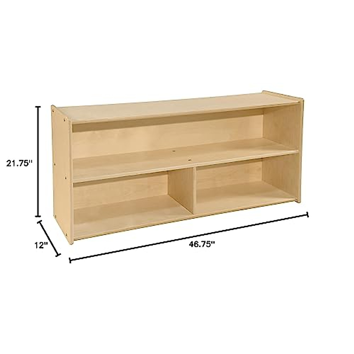 RRI Goods 2-Shelf Kids Bookshelf & Toy Storage Organizer | 3-Section Montessori Shelves for Home & Classroom Organization & Storage