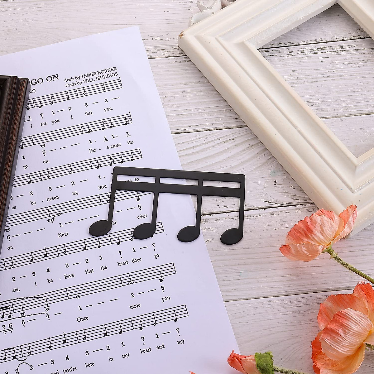 Metal Music Book Clip, Music Stand Clips Sheet Music Clips for Outdoor Playing, Note Paper, Books Piano, Guitar, Violin, Keyboard (Black)