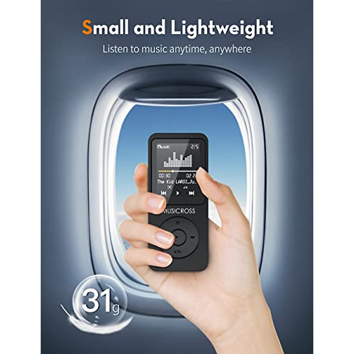 MP3 Player with Bluetooth 5.2,MUSICROSS 16GB Music MP3 MP4 Player for Kids,Build-in HD Speaker/Photo/Video Play/FM Radio/Voice Recorder/E-Book Reader,Supports up to 128GB,Black