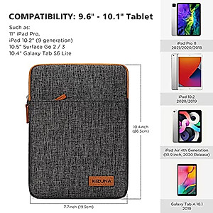 KIZUNA 9.7-10 Inch Tablet Sleeve Water Resistant Laptop Bag for 9.7" 10.5" 11" iPad Pro/Apple 10.2" iPad/10 Surface Go/Huawei MediaPad M5 Pro/10.5" Samsung Galaxy Tab A S6/Lenovo Smart/Acer -Brown