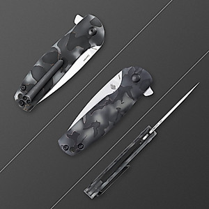 Kizer Folding Pocket Knife, 3.11 Inches S35VN Steel Blade Raffir Handle EDC Knife, Assisted Folder Opening with Flipper, Utility Knife for Men Women, Gemini Ki3471A2