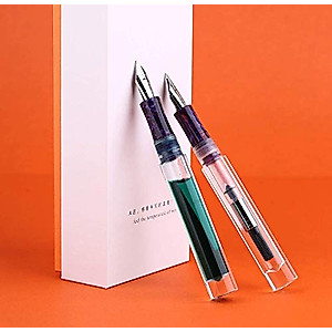 Lanxivi Majohn C1 Fountain Pen Fine Nib Clear Transparent Acrylic Resin, Mini Pocket Pen, Eyedropper,Cartridges and Converter Filling