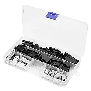 Tomantery 4 Pin Good Conductivity Connector Brass Contacts Female for Electronic Design with Black Plastic Shell