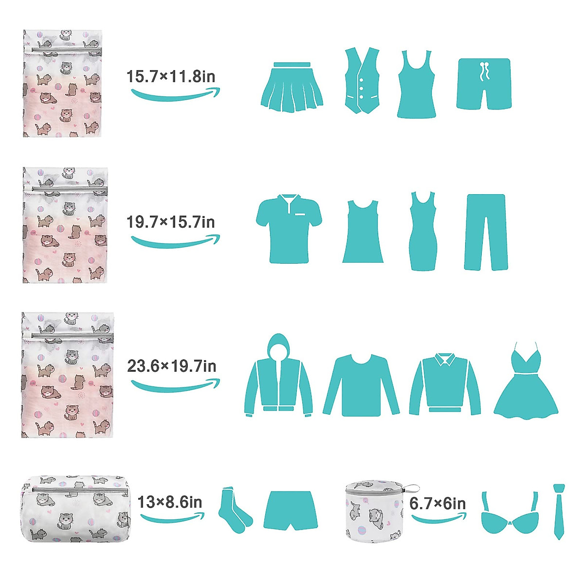 YUNHEGONG 5 Set Mesh Laundry Bags for Delicates + 3 Pcs Bra Washing Bags for Laundry