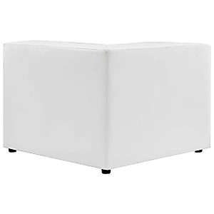 Modway Mingle Vegan Leather Sectional Sofa Corner Chair, White 37 x 37 x 27