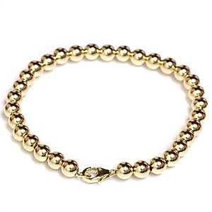 Seven Seas Pearls Gold Filled Beaded Ball Bracelet with Lobster Clasp 4 mm Beads 6" to 9" (yellow-gold-filled, 7.5)