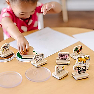 Melissa & Doug My First Wooden Stamp Set - Farm Animals - Art Projects, With Washable Ink, Farm Themed Wooden Stamps For Kids Ages 4+,Brown / Green