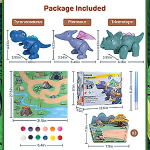 ThinkMax Magnetic Dinosaur Toys for Kids, Take Apart toys with Light, Roar Sound, Play Mat & Painting Kit, Kids Trex Christmas Birthday Gifts for Boys Girls 2 3 4 5 Year Old, Medium, Green Blue Purple