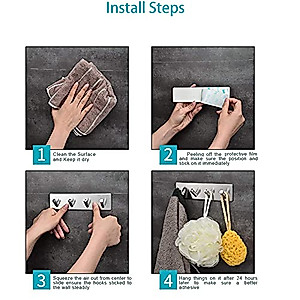 Towel Hooks Adhesive Wall for Hanging bathrooms Hook Bathroom Command Curtain Rod Heavy Duty Towels Stick on Sticky lbs self Brushed Nickel Robe Hand Bath Holder Double Sided Chrome Shower