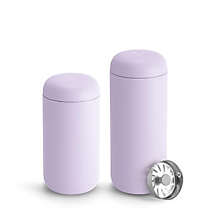 Fellow 16 oz Carter Move Travel Mug - Vacuum-Insulated Stainless Steel Travel Coffee Mug - Coffee Tumbler with Ceramic Interior and Splash Guard - Lavender Purple