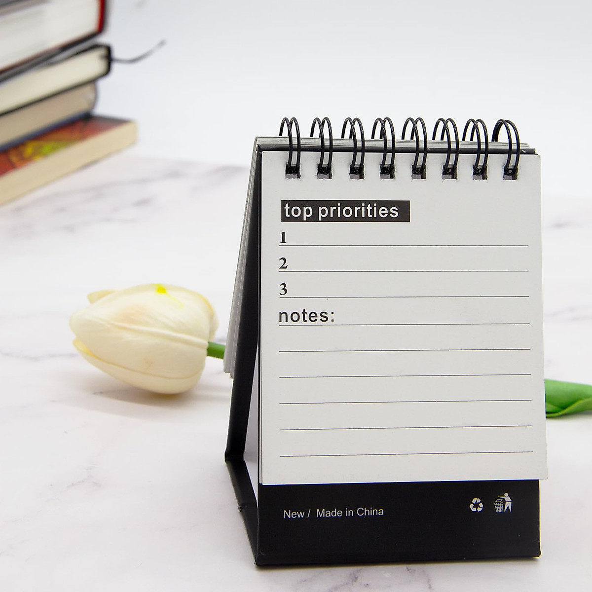 2024 Mini Desk Calendar Small Desk Calendar, 17 Months Runs from August 2023 to December 2024, 3x4.2 Inch Standing Flip Monthly Pages, 250gsm High Thickness Paper (Black)