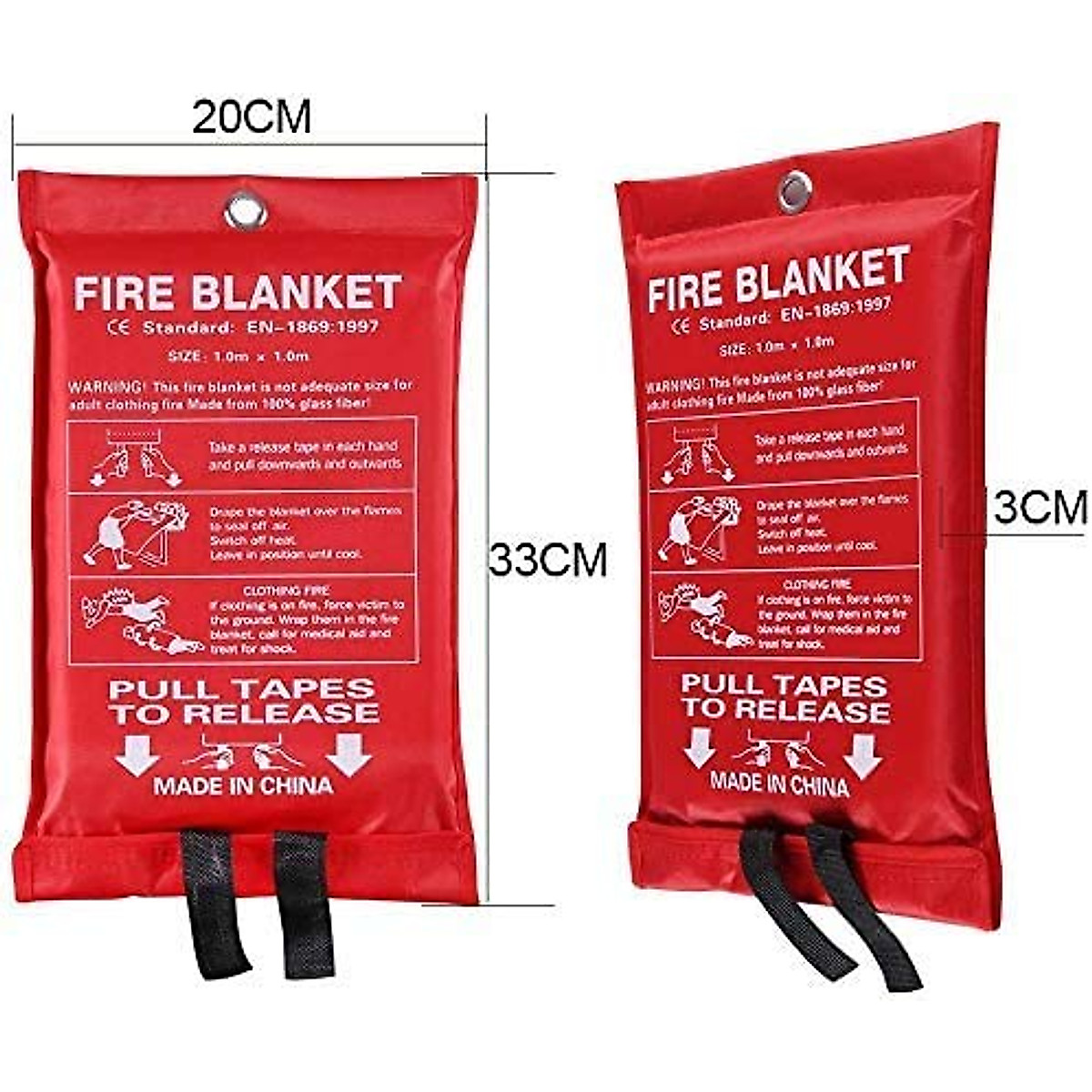 Mata Leon Fire Blankets Fiberglass Retardant Blanket - 3.3x3.3ft Square Fire Suppression Tool Emergency Survival Kit Durable for Accidental Safety for Home Office Fireplace Car Kitchen(2 Packs)