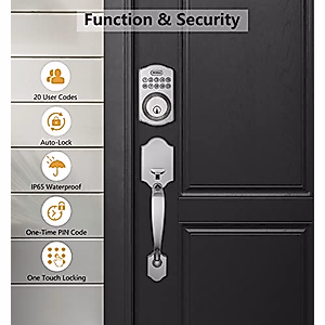 Revolo Electronic Keypad Deadbolt, Keyless Entry Door Lock, Keyed Entry, Auto Lock, Door Lock with Handle, Front Door Handle Sets, Anti-Peeking Password