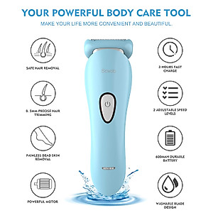 Sovob Electric Razor for Women Painless Lady Shaver Hair Remover for Womens Legs and Underarms Bikini Trimmer Wet and Dry Waterproof with LED Light