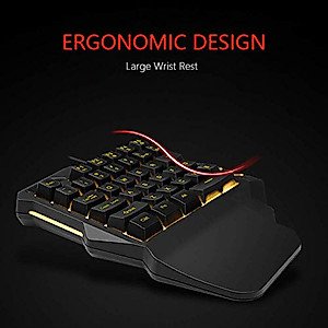 RedThunder One Handed Gaming Keyboard RGB Backlit 35 Keys Portable Mini Gaming Keypad Ergonomic Game Controller for PC Gamer