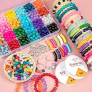 Zyehxed 1060 Pcs 8mm Glass Beads for Jewelry Making, 24 Colors Round Glass Beads Bracelet Making Kit Crystal Gemstone Beads for DIY Craft Necklace Bracelet Earring Phone Lanyard