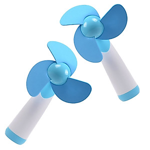 Ogrmar Mini Handheld Fan Personal Fan Battery Soft Foam Blades Powered for Home and Travel 2PC Blue (2)