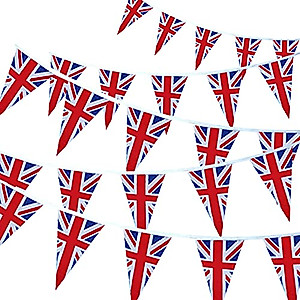 Uwariloy 23/26ft Union Jack Bunting Banner with 20 | 25 Triangle Flags for Queen Plati-num Jubilee Decorations, Royal Events Patriotic Street Party Decorations