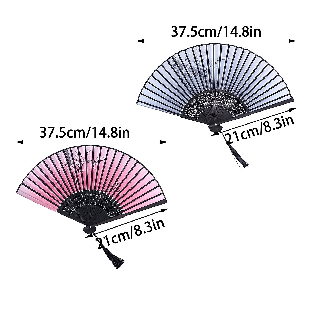 Natudeco Plum Blossom Pattern Bamboo Fan Chinese Classical Style Folding Fan Elegant Handheld Jewelry for Gifts Photography Wedding