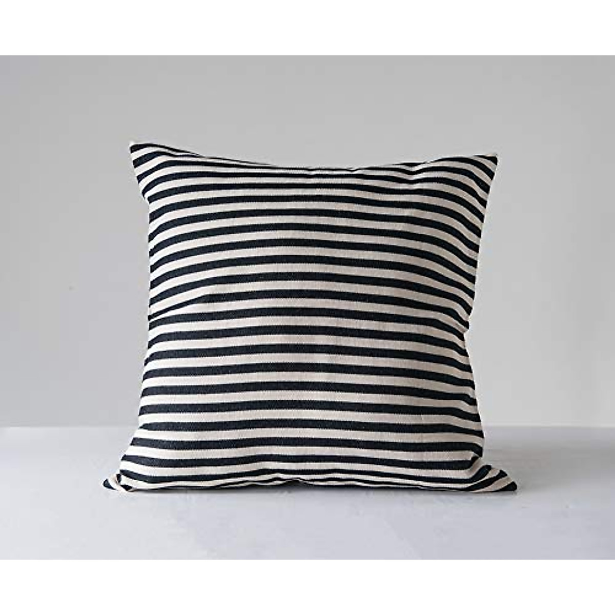 Creative Co-Op Square Cotton Woven Stripes Throw Pillow, Black