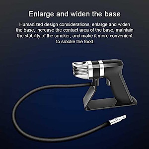 KENKUO Food Smoking Gun, Portable Handheld Indoor-Outdoor Smoke Infuser Cold Smoke Generator Tool for Meat, Drinks, BBQ, Cheese, (Black), 125x55x125mm, G01K