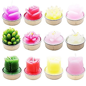 12 Pieces Flower Tealight Candles Cactus Candles Succulent Tea Lights Candle Fancy Plant Candle for Decorative Party Favor
