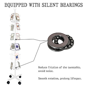 Tongmo Greeting Card Rack: Enhance Your Display with a 24-Pocket Rotating Countertop Solution for Postcards, Brochures, and Greeting Cards (White, 65”H - 24 Pockets)