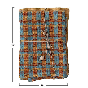 Creative Co-Op Cotton Waffle Weave, Set of 3 Styles, Multicolor Tea Towel, Multi, Large