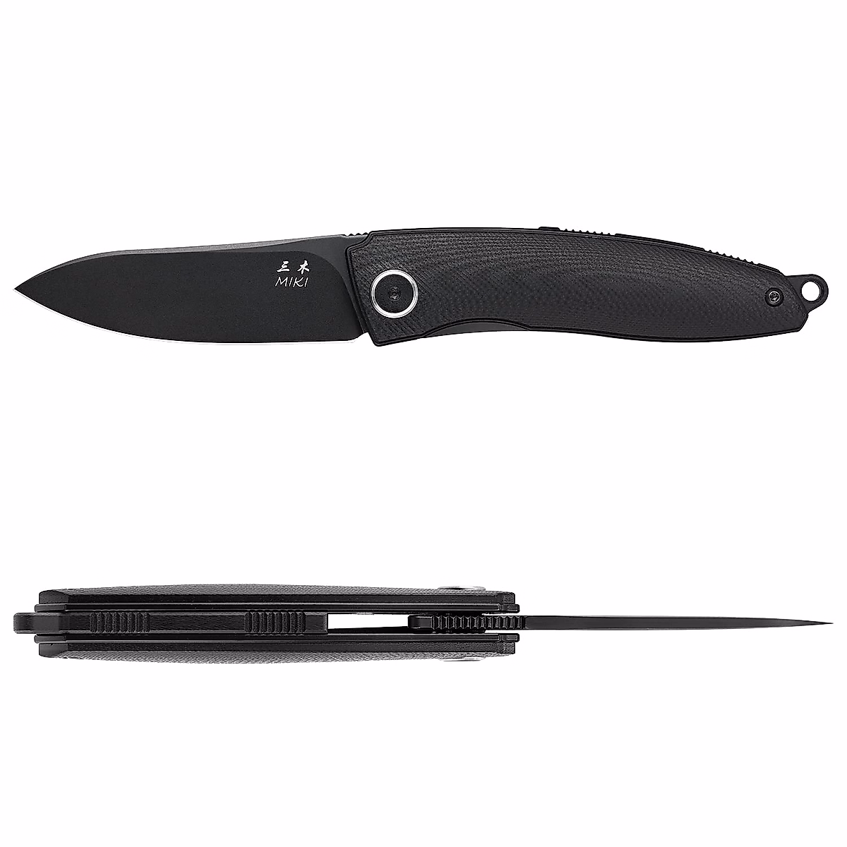 Miki Camping Pocket Folding Japanese Knife for EDC, 2.72" Blade Small Knife, Handle with Black PVD Steel and G10, w/ D2 Black PVD Steel Blade, Camping Outdoor for Everyday Carry