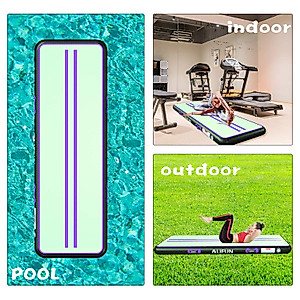 ALIFUN Inflatable Tumbling Track Mat 6.6ft 10ft 13ft 16ft 20ft 30ft 40ft Length 4/8 Inches Thick 3.3ft/6.6ft Wide Flooring Training Mats for Gymnastics Team Sports with Electric Air Pump