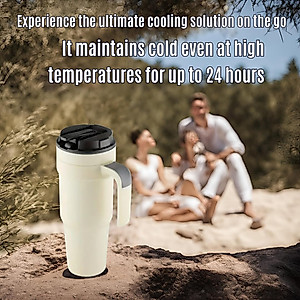 Sama Goods Tumbler with Handle, Double Wall Vacuum-insulated Proof Thermal Travel Cup, Stainless Steel Mug with Lid and Straw. (Moon Mist), 40 OZ, FC094