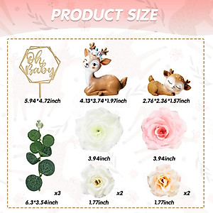 12 Pcs Deer Cake Toppers Deer Figurines Woodland Cake Toppers Baby Shower Deer Cake Topper Oh Deer Cake Topper Baby Girl Woodland Baby Shower Decorations Boho Cake Decorations (Elegant Style)