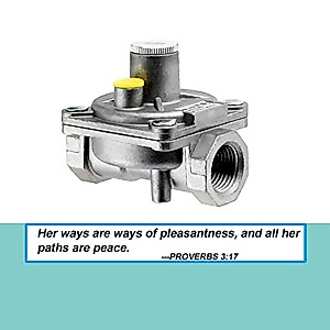 Guofulda 1/2'' Natural Gas Regulator, Inlet Pressure:1/2’’ PSIG, Outlet Pressure LPG 5" W.C, 1/2"-14NPT Grill Regulator for NG Gas Low Pressure Regulator with Gas Line Thread Tape