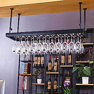 Wine Racks Metal Wine Rack, Glassware Rack, Hanging Wine Rack, Hanging Goblet Rack, Creative Wine Glass Holder (Black) (Size : L100*35CM)