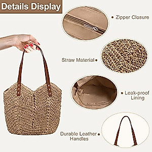 Straw Bag for Women Summer Beach Soft Woven Large Rattan Tote Shoulder Bag for Vacation