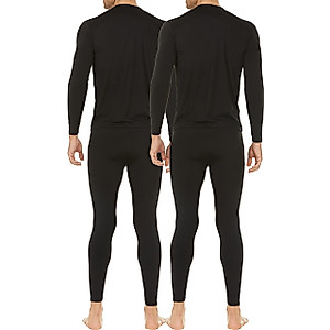Thermajohn 2 Pack Thermal Underwear Set Size Small V-Neck & Crew Neck Black