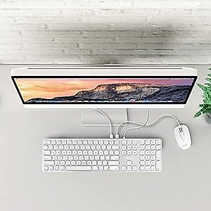 Macally Premium Wired Mac Keyboard with Number Keypad and 2 Port Hub - Compatible Apple Keyboard Wired - Extended USB Keyboard for Mac Mini/Pro, iMac, MacBook Pro / Air (Silver Aluminum)