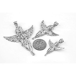 Claddagh Gold Religious Jewelry .925 Sterling Silver Angel Heavenly Guardian Pendant Charm - Large