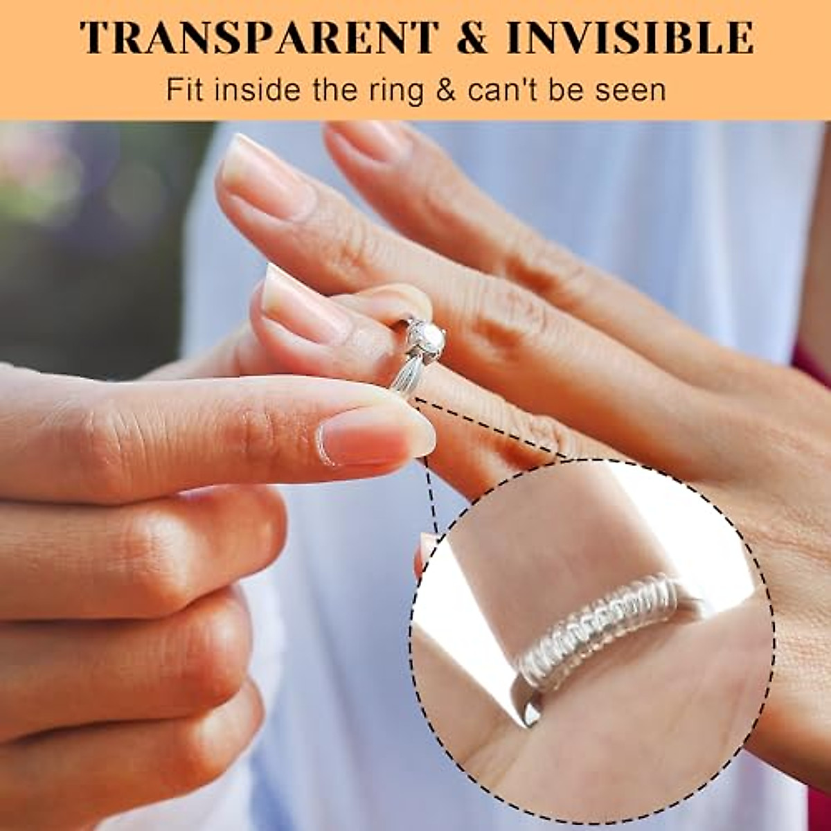 Ring Sizers for Loose Rings Ring Guards for Loose Rings Fit Any Rings, Invisible Ring Size Adjuster Never Sliding Off and Spinning (12 pcs)