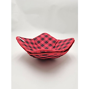 ULVEOL Set of 2 Black Red Microwave Bowl Cloth Hot Pads Pot - Microwave Safe Holder Multipurpose Heat Resistant Plate Holder Polyester Potholder - Protector for Heat Soup, Food, Meals