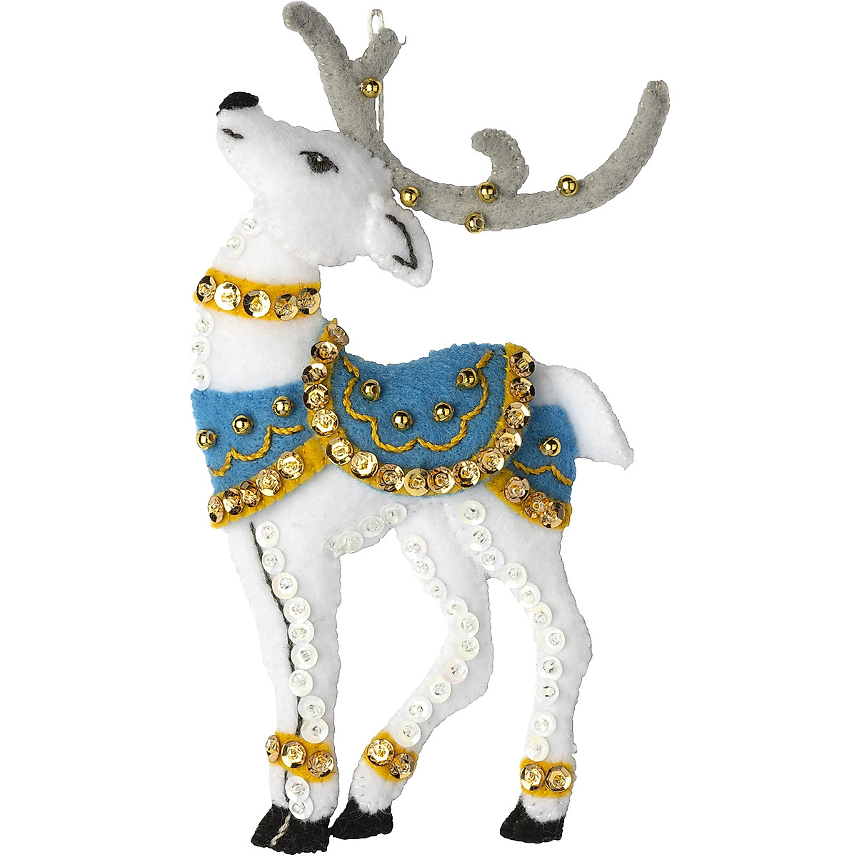 Bucilla Felt Applique 6 Piece Ornament Making Kit, Festive Reindeer, Perfect for DIY Arts and Crafts, 89299E