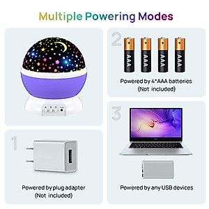 FBLzoo Star Projection lamp rotatable 360-degree Projector Children's Toys Girls Birthday Gift Christmas Gift Bedroom Atmosphere lamp Sleeping Night Light Small Table lamp (Purple)