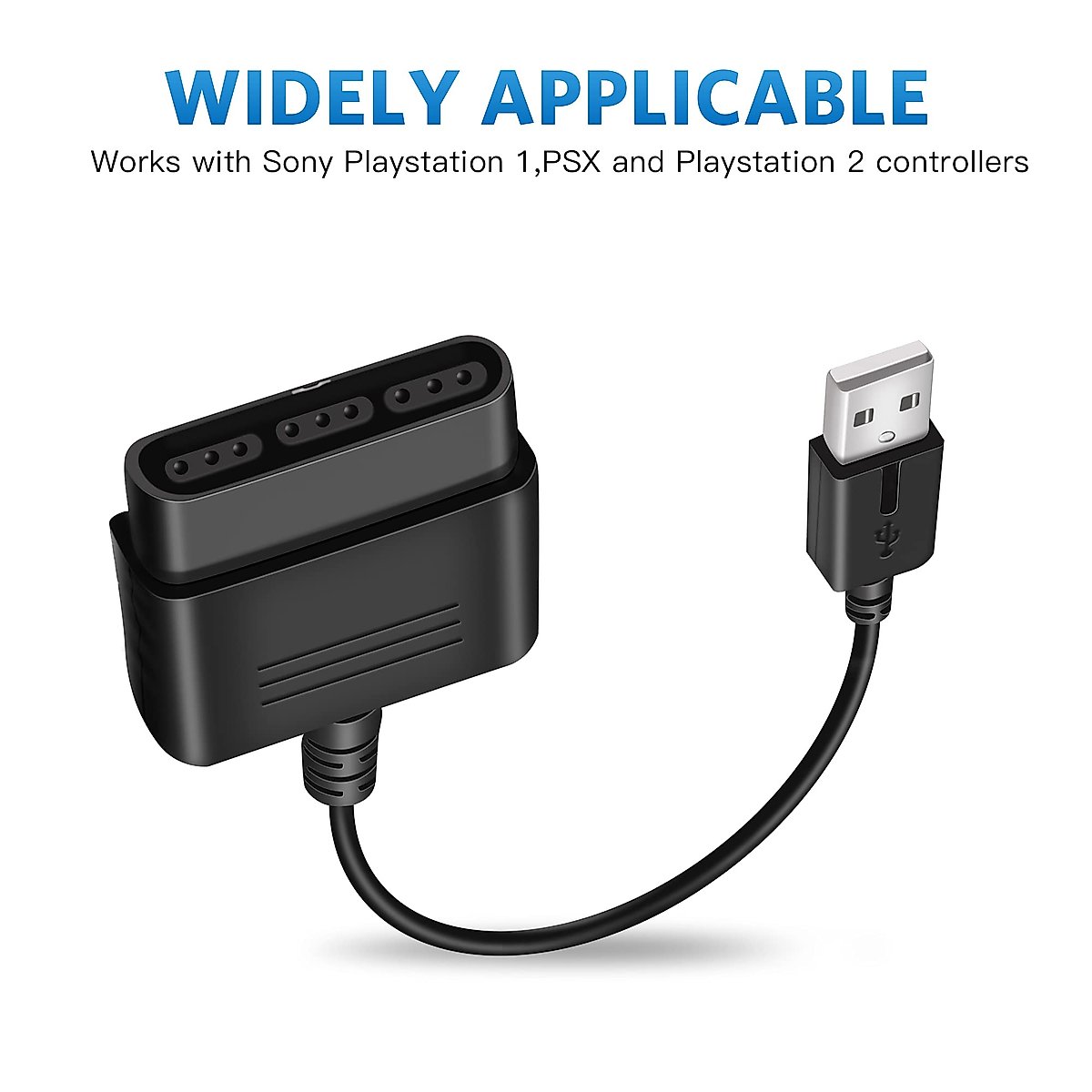 Xahpower 2 Pack PS2 Controller to USB Adapter Converter Cable, Compatible with Sony PS1/PS2 Controller Gamepad to PS3/PC Controller