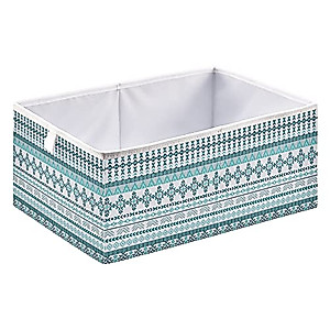 QUGRL Ethnic Triangle Geometric Storage Bins Organizer Mexican Indian Ornament Foldable Clothes Storage Basket Box for Shelves Closet Cabinet Office Dorm Bedroom 15.75 x 10.63 x 6.96 in