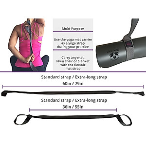 Clever Yoga Mat Strap Sling Adjustable Made With The Best, Durable Cotton – Comes With Our Special “Namaste” (Black)