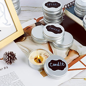 OBKJJ 96 Pack Round Cans with Screw Lid 2 Oz Aluminum Metal Tins DIY Food Candle Containers for Lotion Bars, Balms, Salve, Spices, Beard Balm, Crafts with 4 Markers 3 Sheets Label Stickers (Silver)